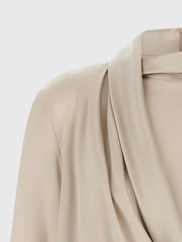 Brunello Cucinelli Long-sleeved Draped Silk Blouse