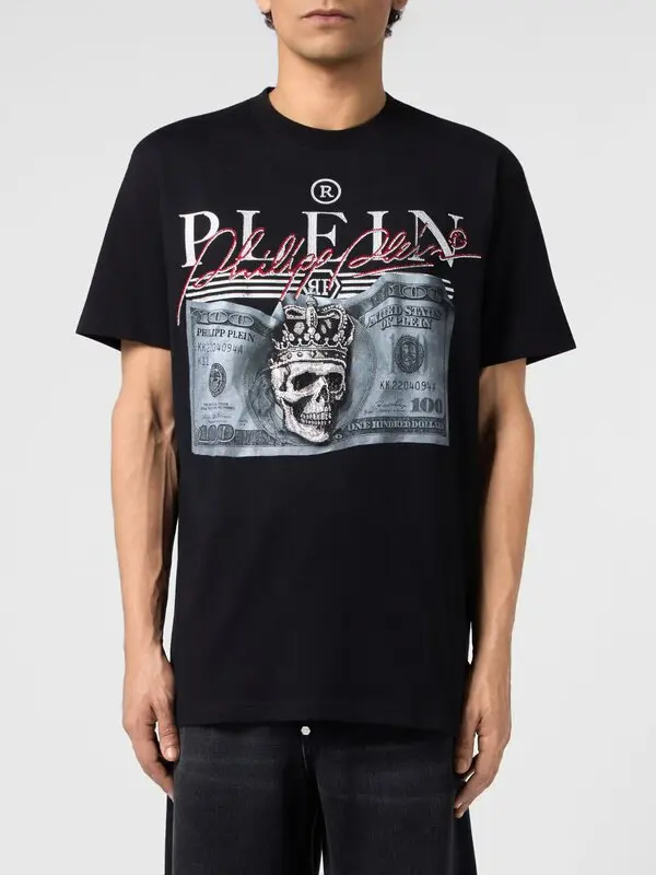Philipp Plein Cotton T-shirt With Rhinestone-embellished Skull Print - Black