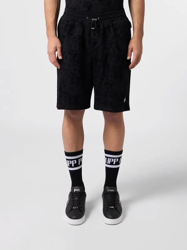 Philipp Plein Jersey Jogging Shorts With Graphic Print And Drawstring