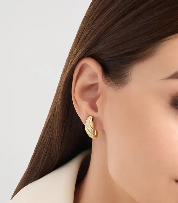 BVLGARI Yellow And Diamond Serpenti Hoop Earrings