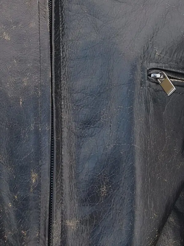 Magda Butrym Distressed Sheepskin Leather Jacket With A Drawstring Waist