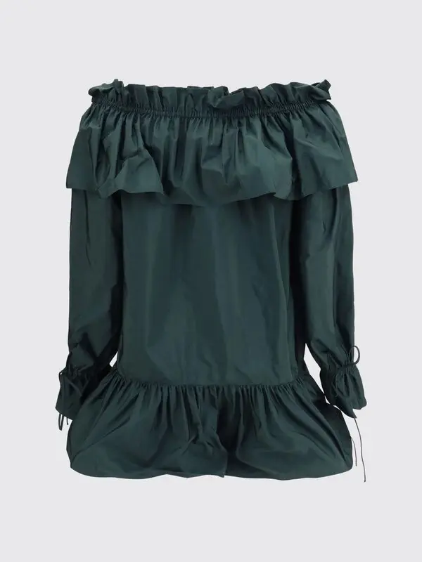 Saint Laurent A-line Mini Dress In Embroidered Cotton Poplin With Ruffles