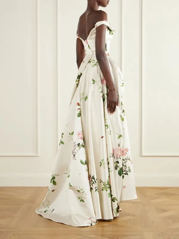 VIVIENNE WESTWOOD Tabitha Bustier Draped Floral-print Satin Gown