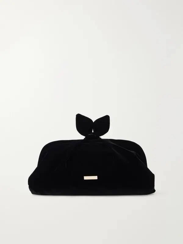 AQUAZZURA Bow Tie Velvet Clutch