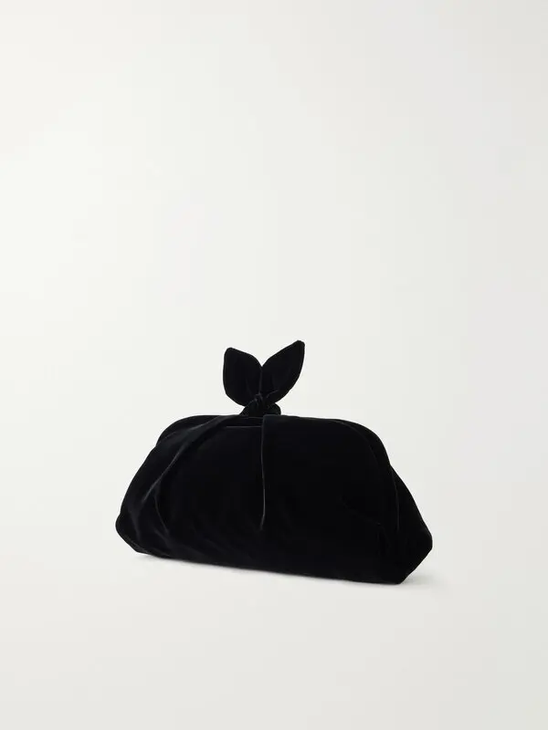 AQUAZZURA Bow Tie Velvet Clutch