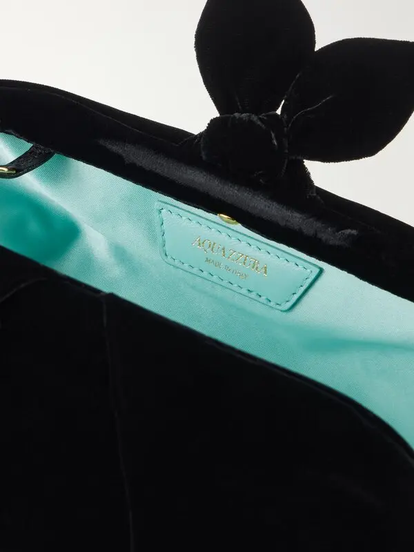 AQUAZZURA Bow Tie Velvet Clutch
