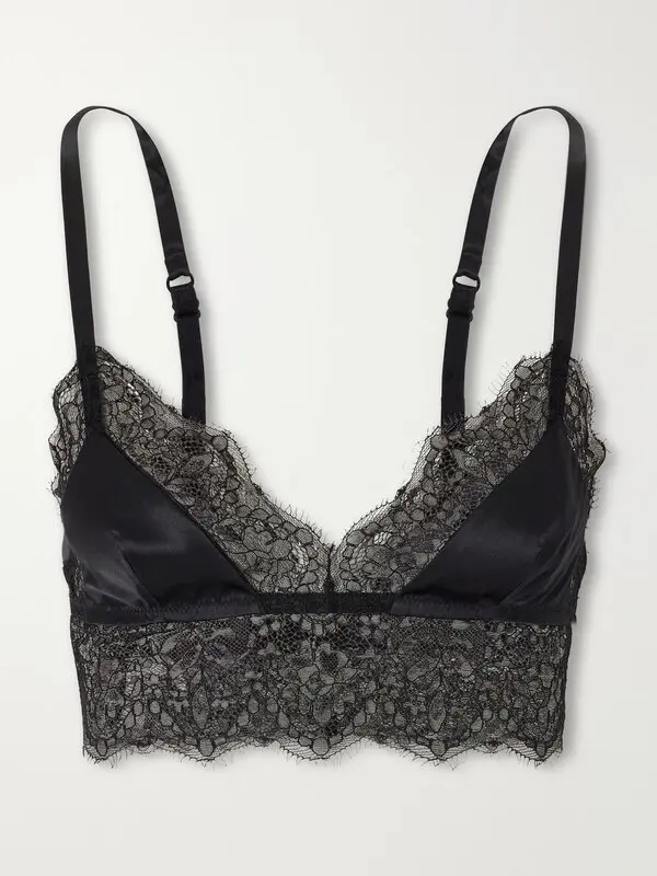 Dolce & Gabbana Lace-trimmed Silk-blend Satin Bra
