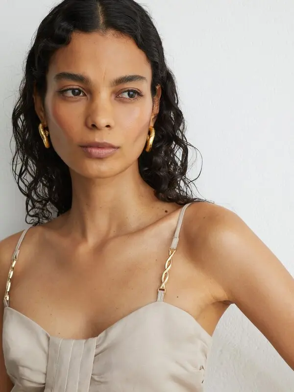 REISS Lyocell-linen Pleat-detail Mini Dress - Neutral