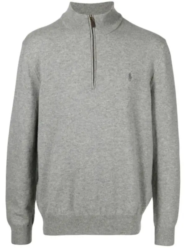 Polo Ralph Lauren Half Zip Sweater With Logo - Grey