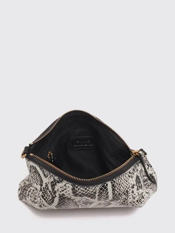Pinko Horizontal Flat Python-print Leather Clutch With Love Birds Logo