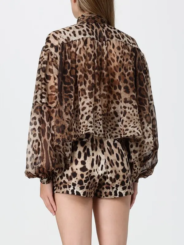 Dolce & Gabbana Animalier-print Silk Pussy-bow Shirt