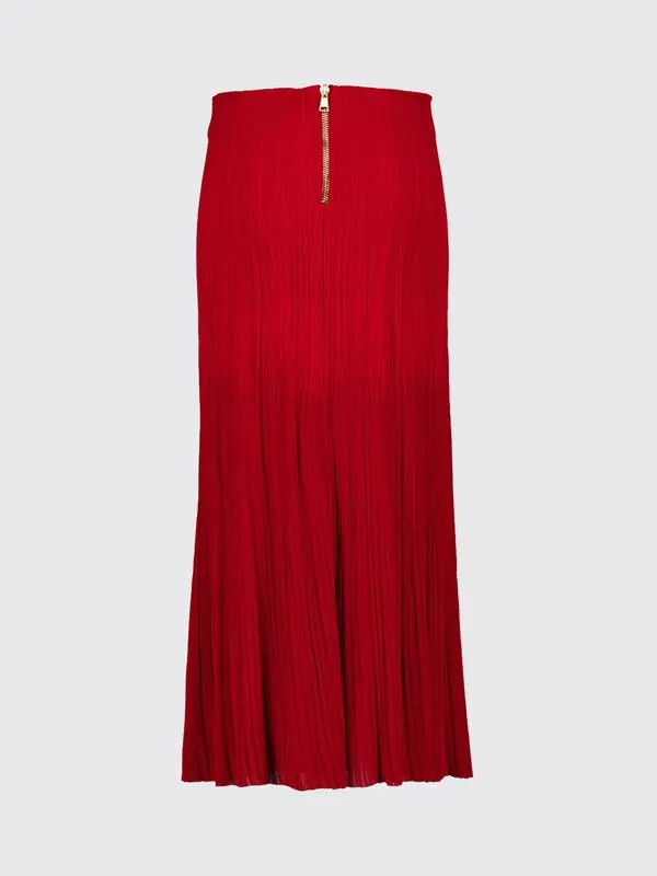 Balmain Pleated Crêpe Midi Skirt With Rear Zip Closure