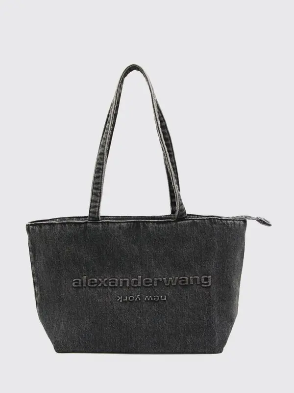 Alexander Wang Large Cotton Denim Tote Bag With Embroidered Logo