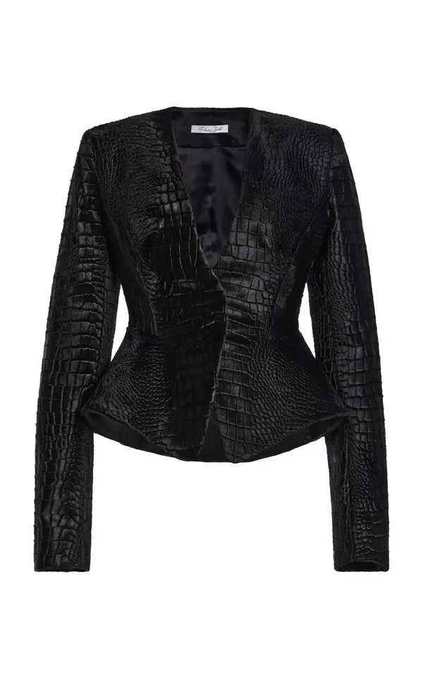 LAQUAN SMITH Croc-embossed Pony Hair Blazer