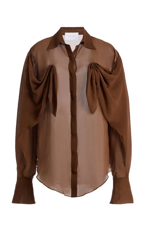 HARITHAND Exclusive Draped Silk Top