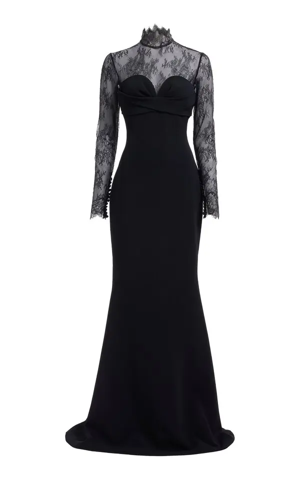 Elie Saab Long-sleeve Cady-lace Gown
