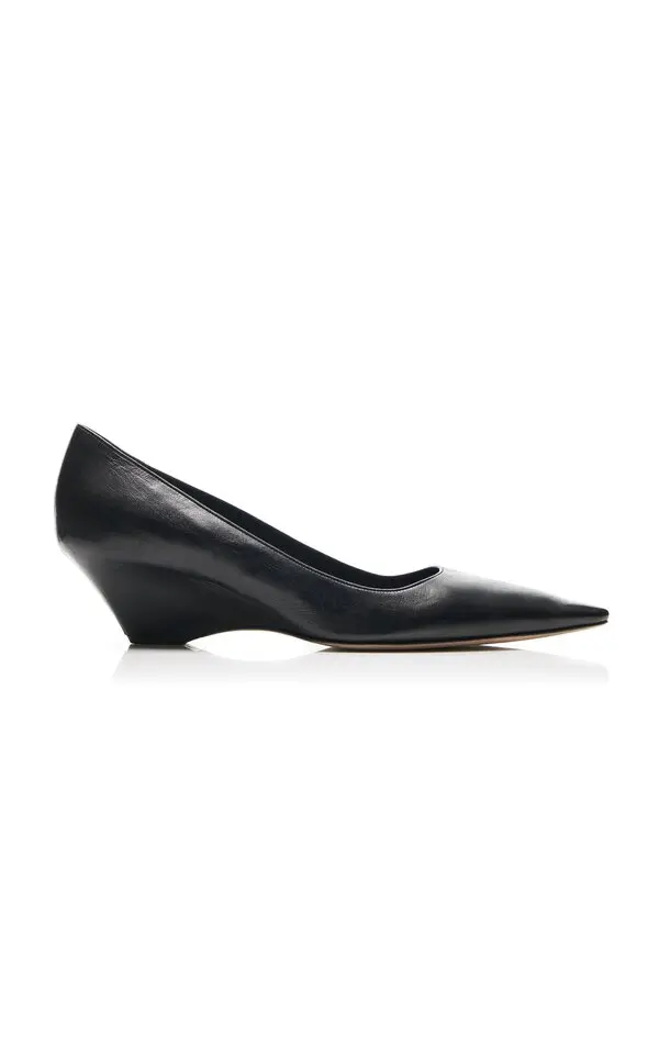 THE ROW Liisa Leather Wedge Pumps - Black