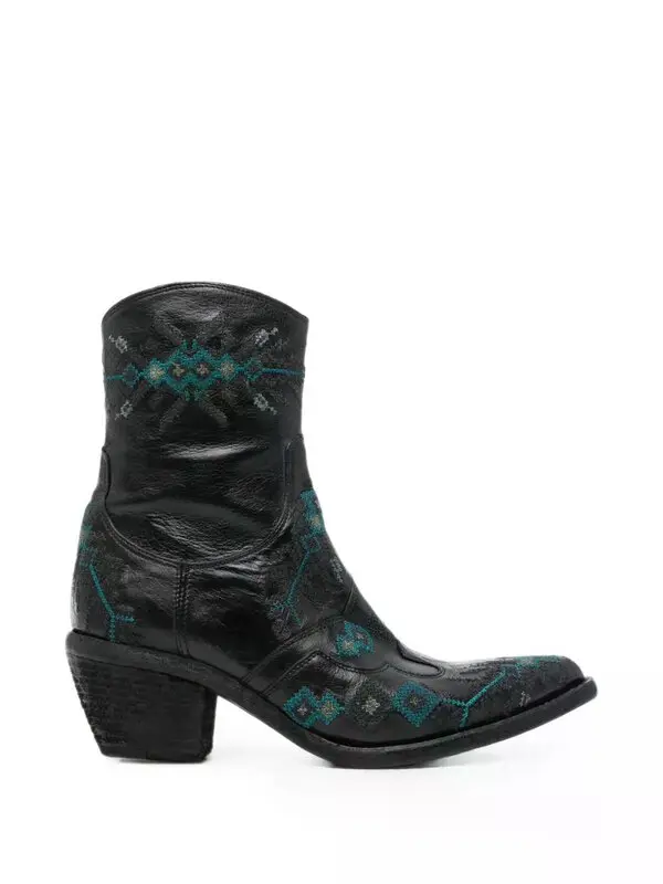 FAUZIAN JEUNESSE Embroidered Leather Boots - Black