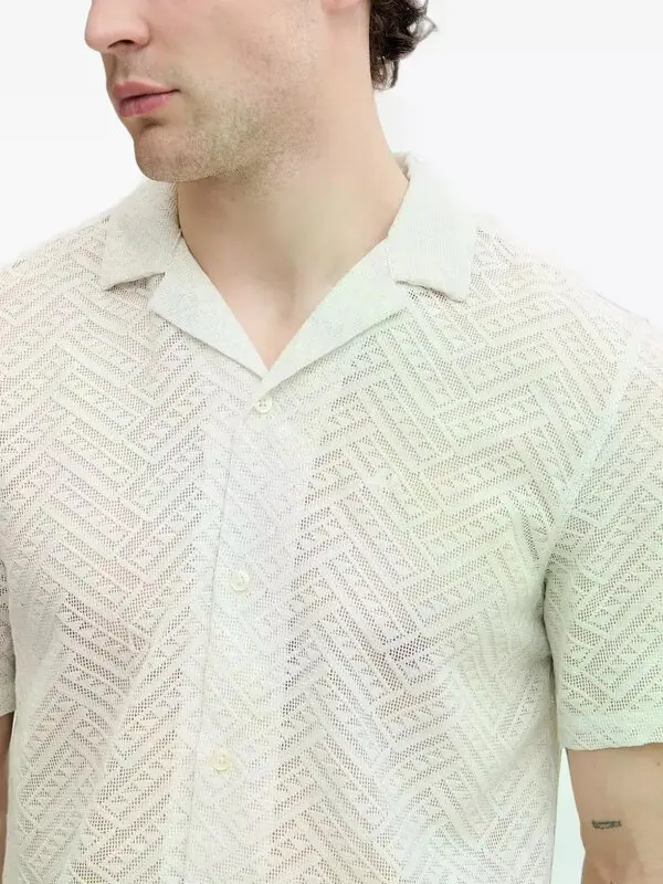 LINDBERGH Geometric-lace Camp-collar Shirt