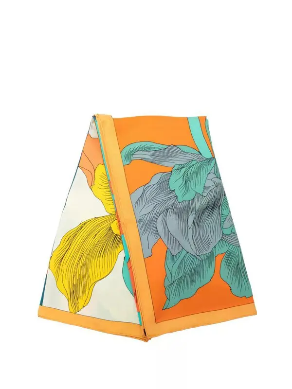Hermès 1990-2010 Etude Pour Un Iris Arc En Ciel Silk Scarf 90 Scarves - Orange