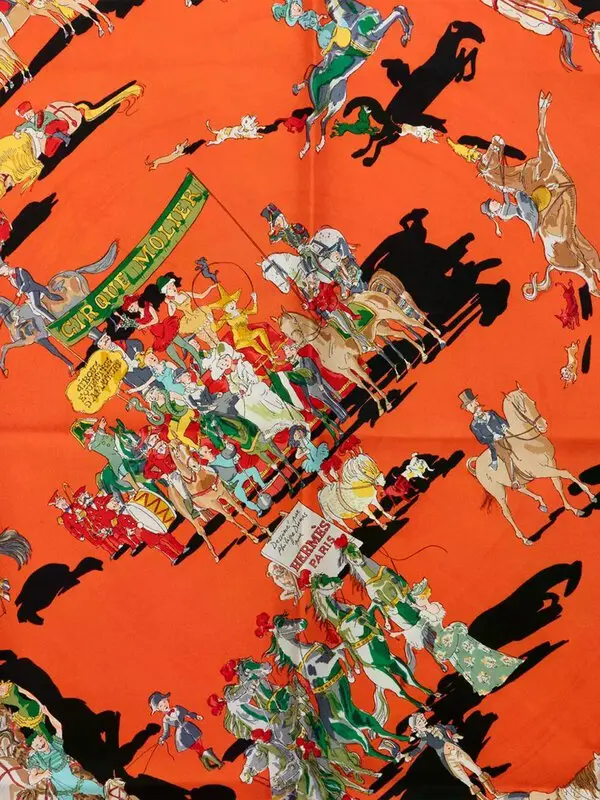 Hermès 2000-2026 Cirque Molier Silk Scarf 90 Scarves - Orange