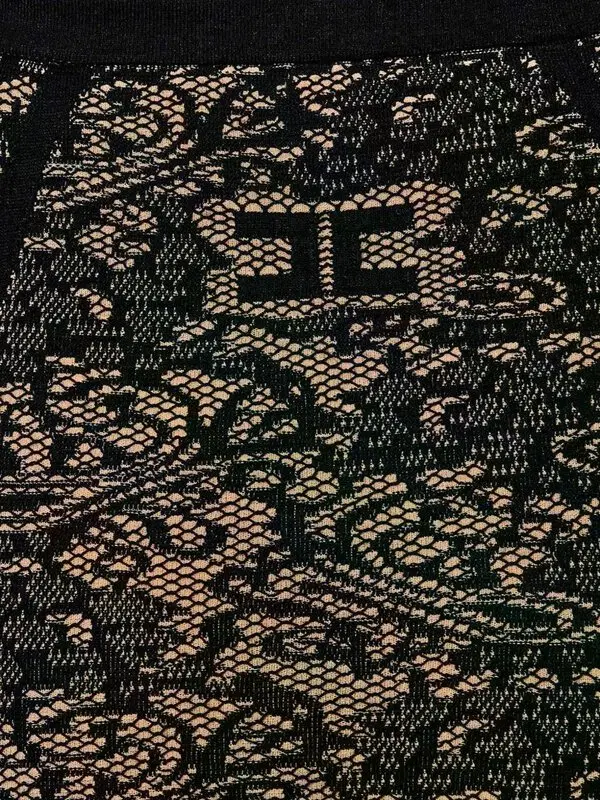 Elisabetta Franchi Logo-patterned Jacquard-knit Midi Skirt - Black