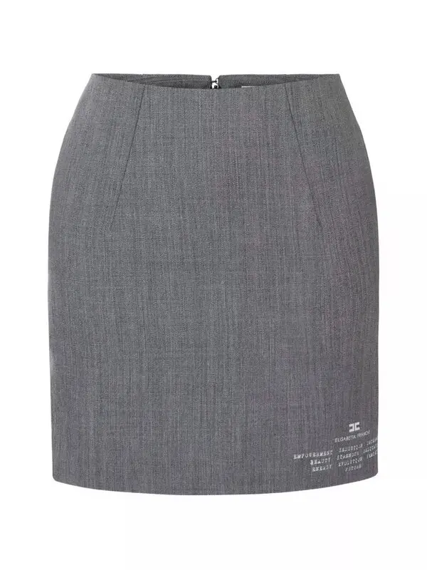 Elisabetta Franchi Wool Mini Skirt With Logo Print - Grey