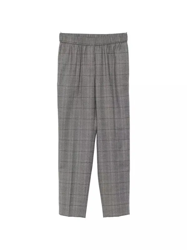 Peserico Check Elasticated-waist Trousers - Grey