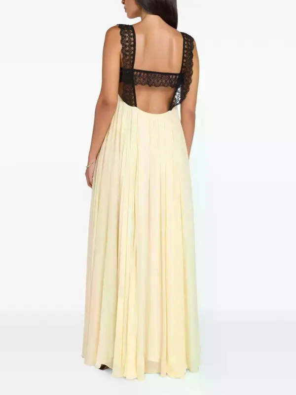 DE LA VALI Carmela Lace-trim Pleated Maxi Dress