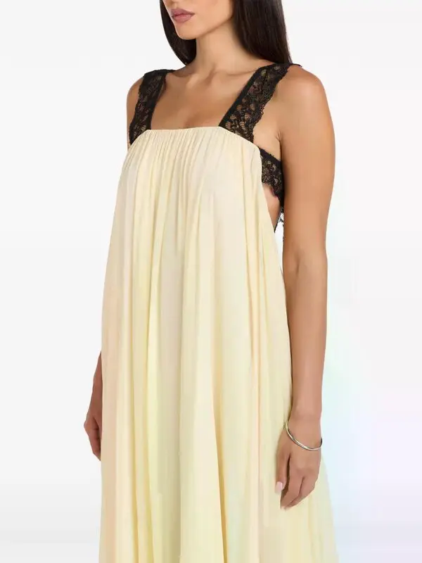 DE LA VALI Carmela Lace-trim Pleated Maxi Dress