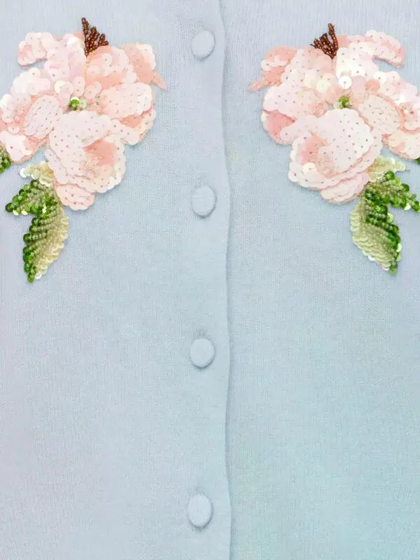 LEO LIN Claire Sequin-embellished Floral-patch Cardigan