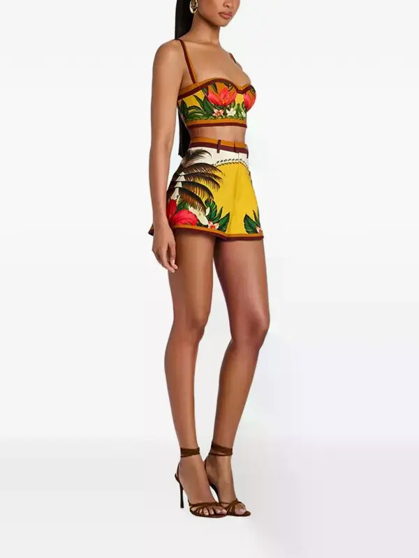 Retrofete Cricket Tropical-sunset-print Cropped Top