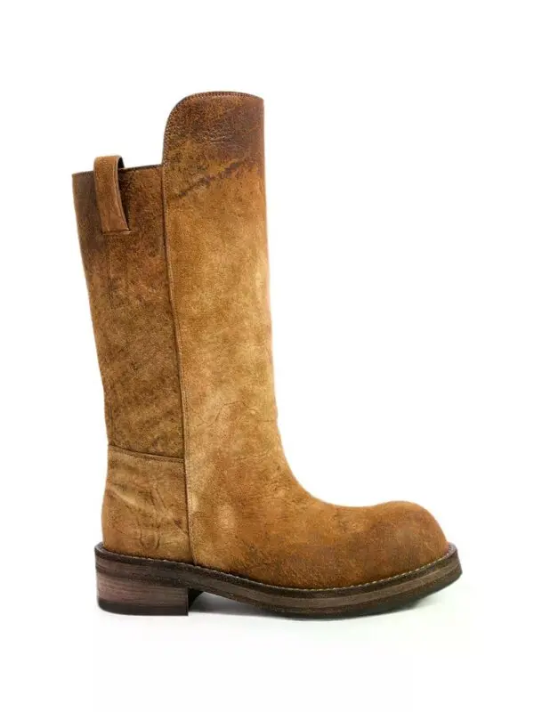 ANN DEMEULEMEESTER Burned-finish Suede Boots - Brown