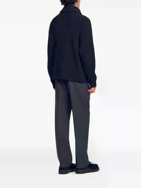 Sandro Ribbed-knit Zip-up Cardigan