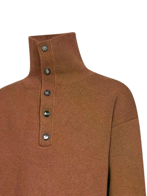 AMI Paris High Buttoned Collar Wool Sweater
