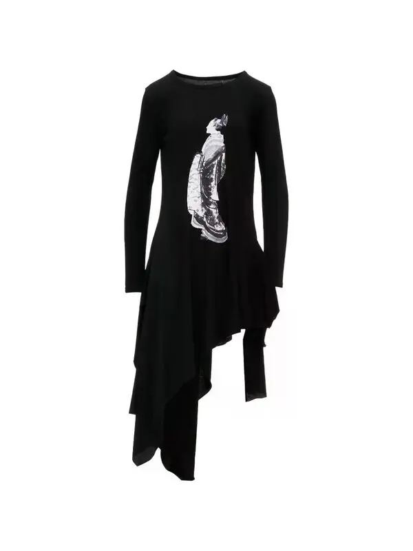 Yohji Yamamoto Graphic-print Asymmetric Dress