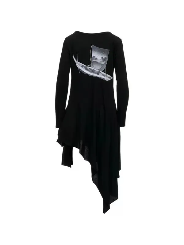 Yohji Yamamoto Graphic-print Asymmetric Dress