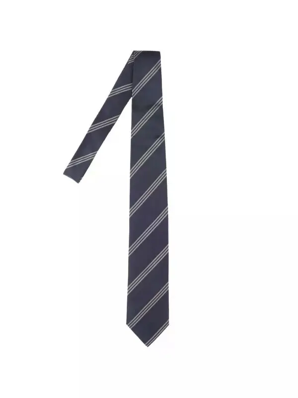 LARDINI Striped Silk Tie - Blue