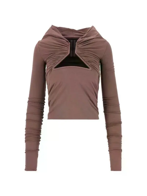 Rick Owens Prong Ruched Long-sleeve T-shirt - Brown