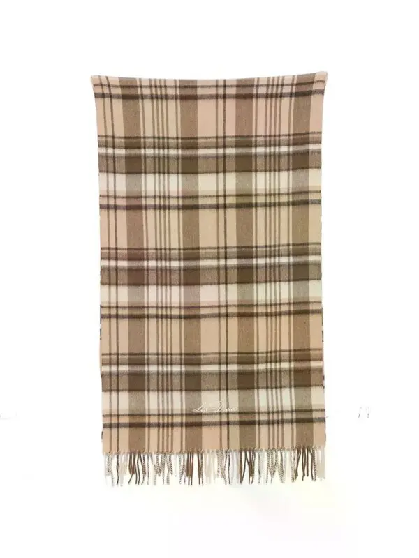LES DEUX Check-pattern Fringed Scarf