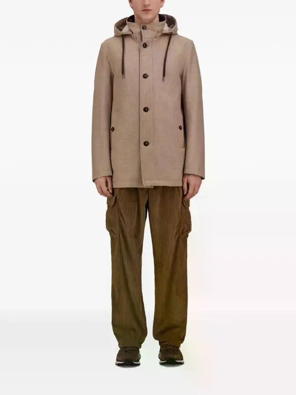 Herno Hooded Tweed Parka Coat