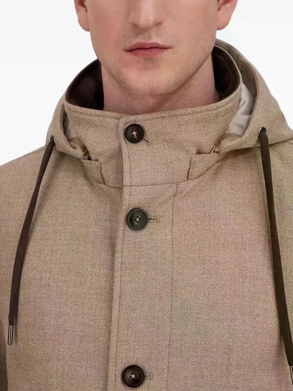 Herno Hooded Tweed Parka Coat