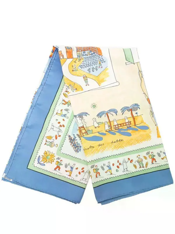 Hermès 2000-2026 Retour A La Terre Silk Scarf 90 Scarves - Blue