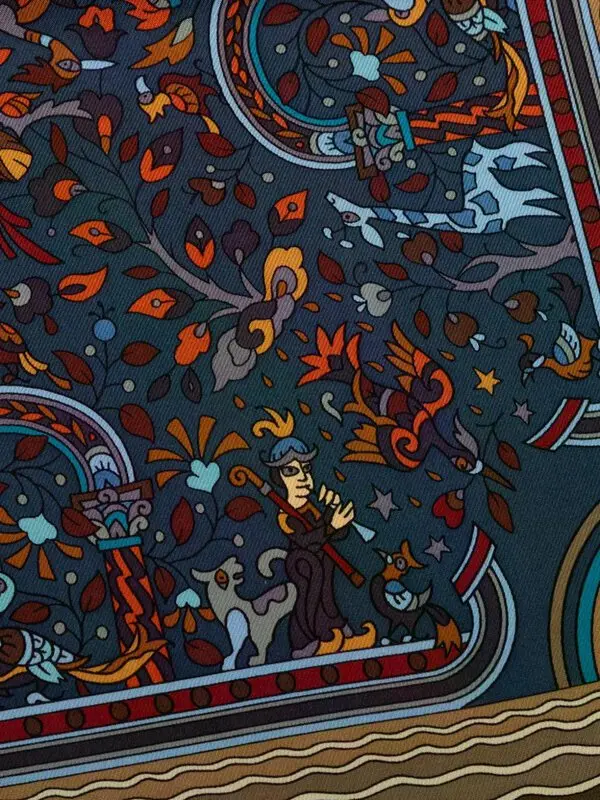 Hermès 1990-2010 Les Jardins D'armenie Silk Scarf Scarves - Blue