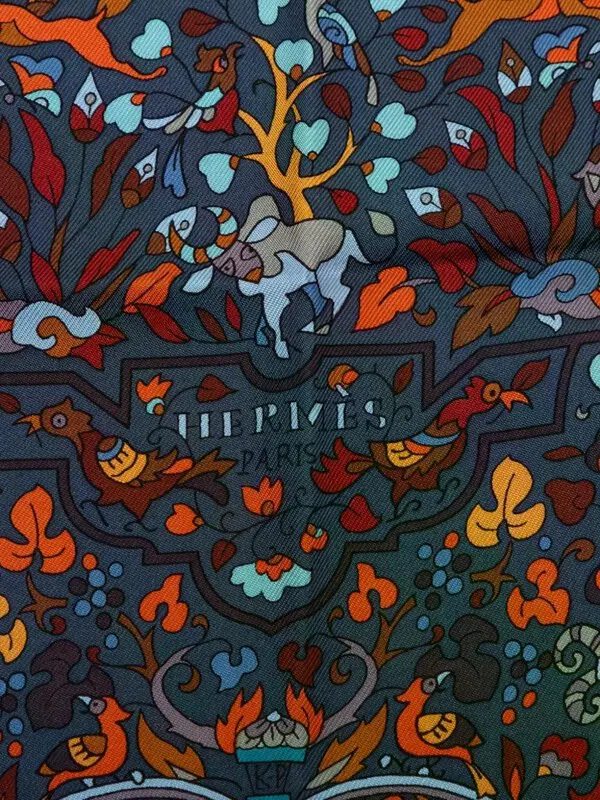 Hermès 1990-2010 Les Jardins D'armenie Silk Scarf Scarves - Blue