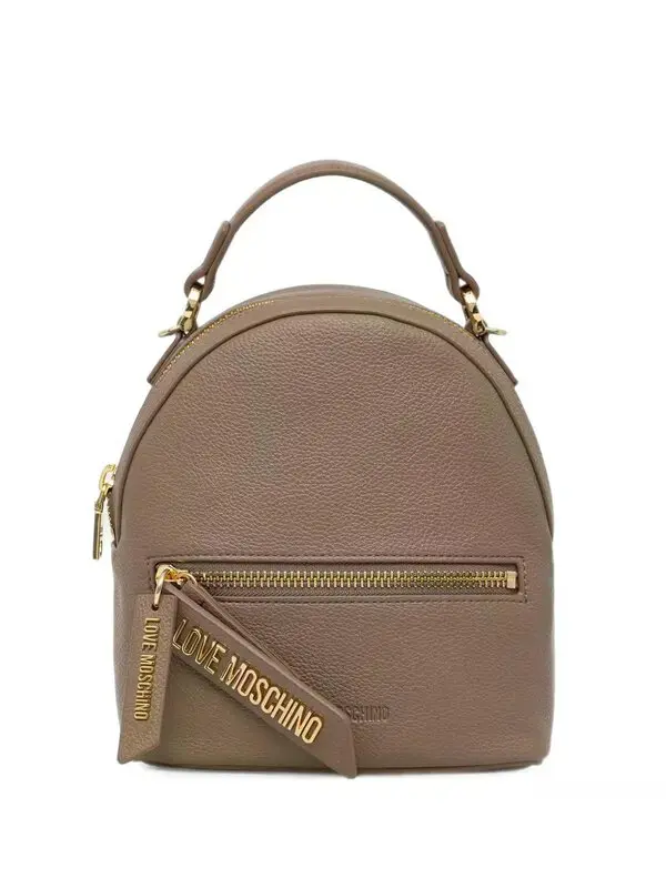Moschino Logo-tag Pebbled Backpack - Neutrals