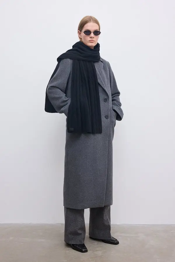 HOUSE OF DAGMAR Cashmere Blend Faded Cable Scarf - Black