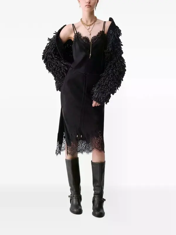 Liu Jo Midi Dress In Satin And Lace