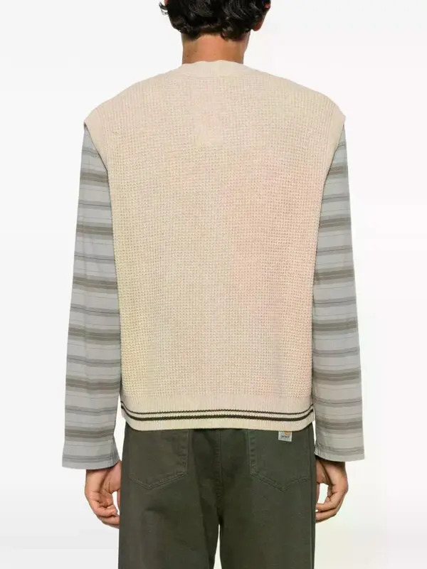 Maison Kitsuné Logo-patch Waffle-knit Cardigan