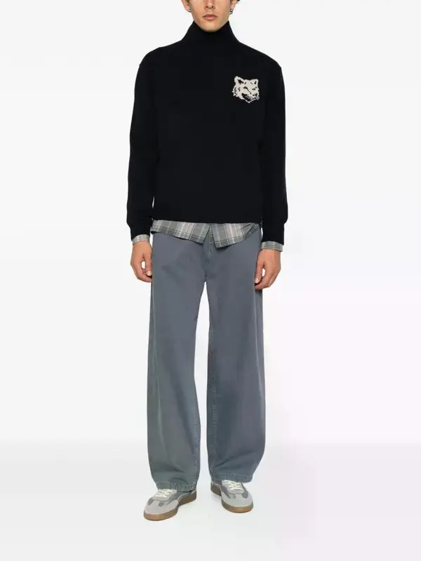 Maison Kitsuné Fox-intarsia High-neck Sweater